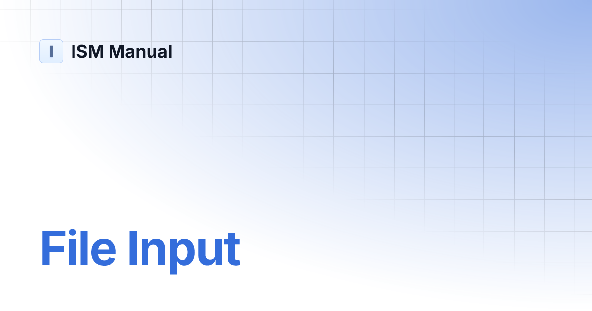 File Input | ISM Manual